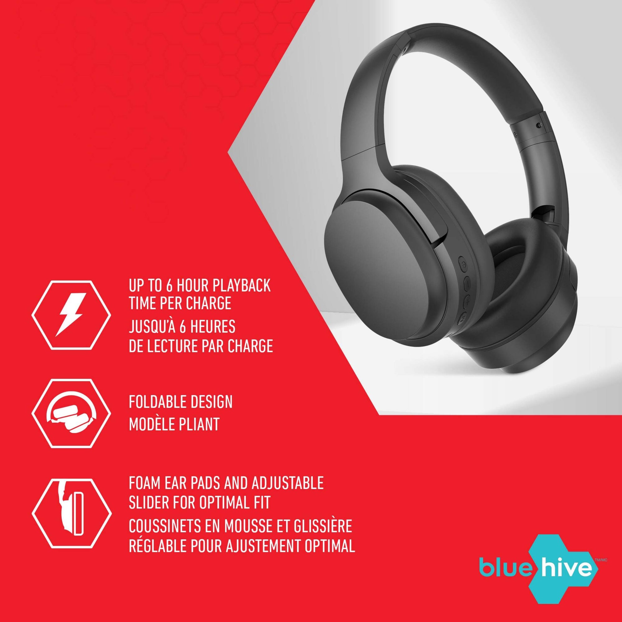 Bluehive BlueBass Wireless On-Ear Headphones - Yancart.ca